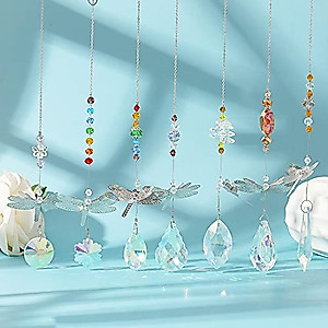 Pack of 7 Crystal Suncatchers Dragonfly Pendant Rainbow Maker Hanging for Window Wedding Garden Decor