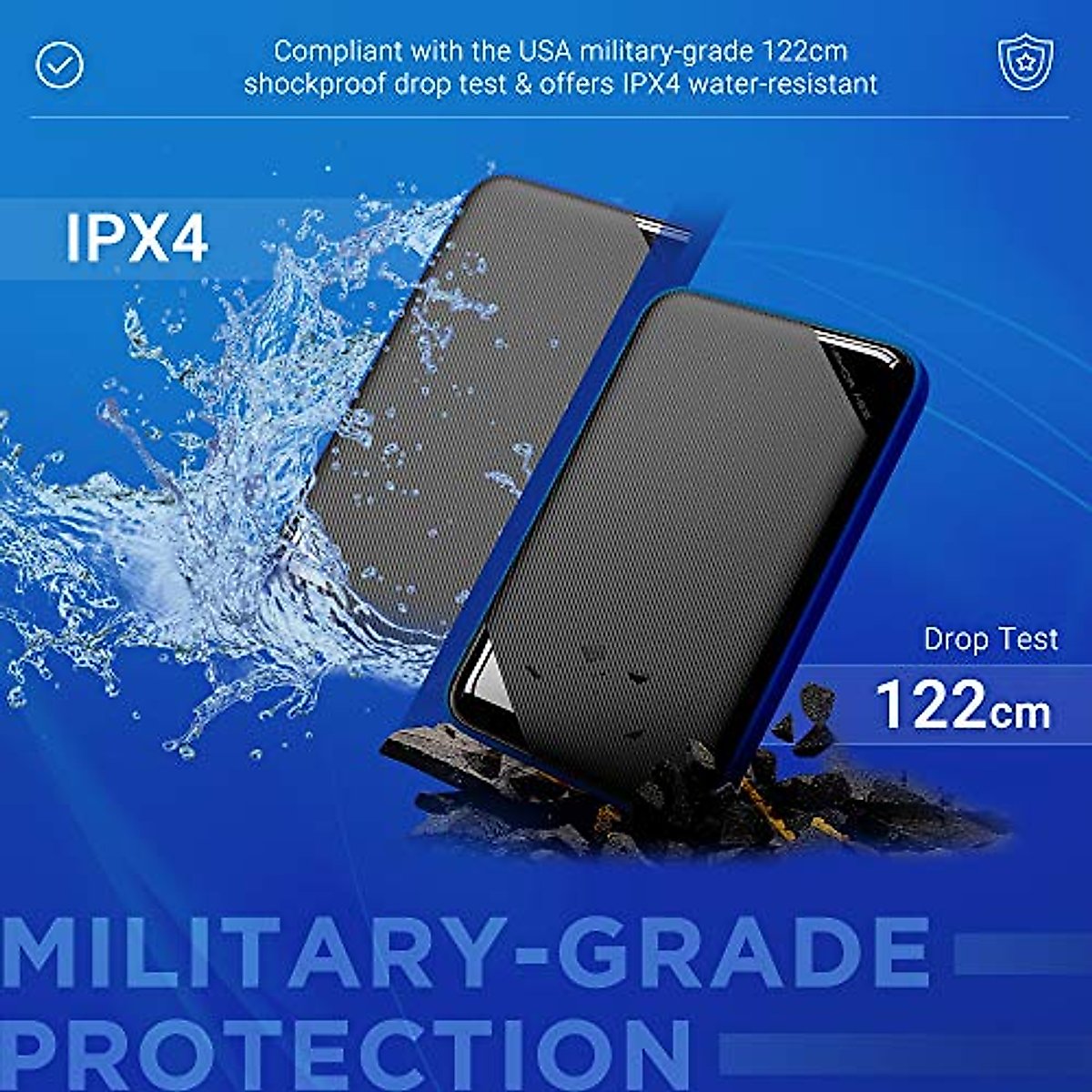 Silicon Power 1TB USB-C USB 3.0 Rugged Game-Drive Portable External Hard Drive A62, Compatible with PS4 Xbox One and PS5