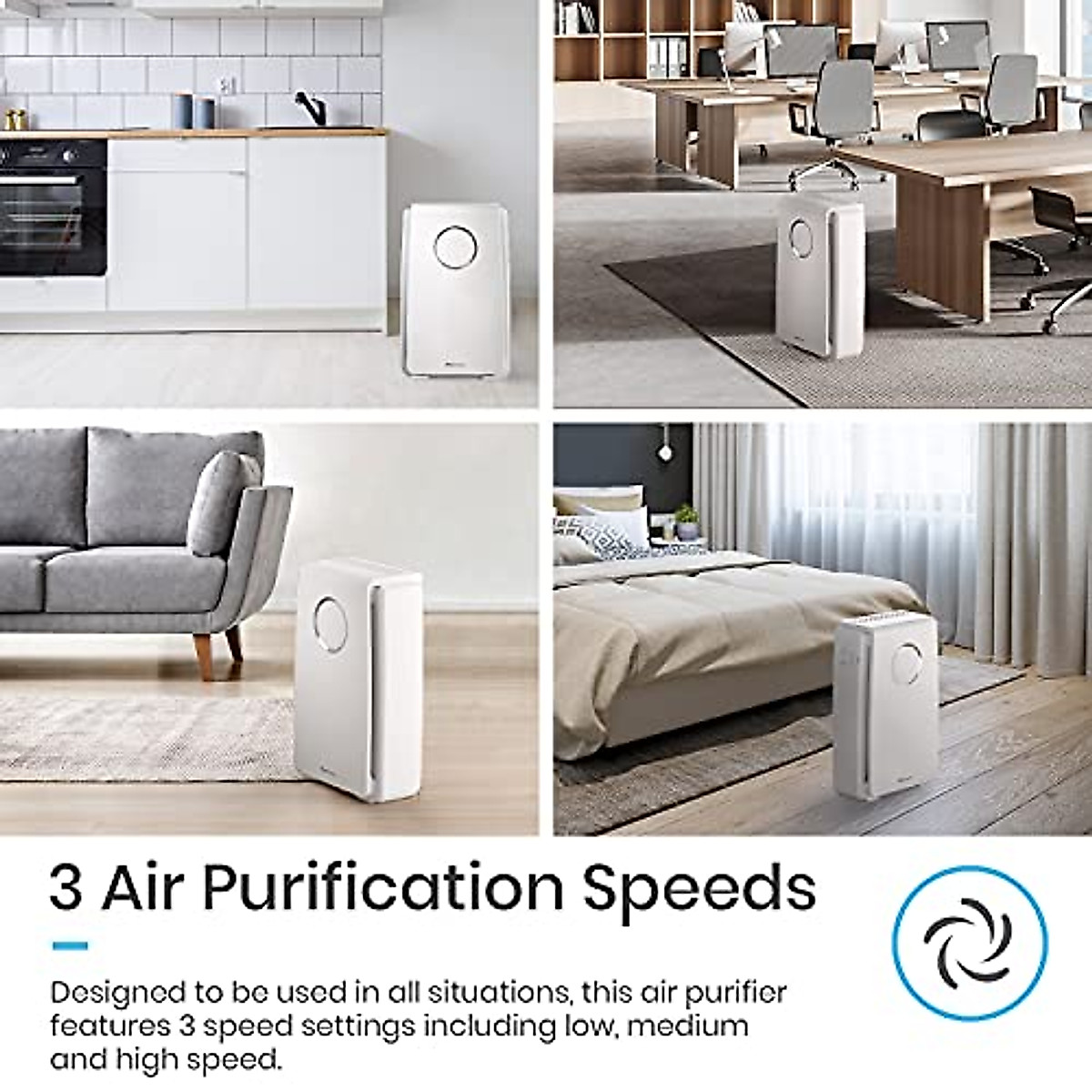 Pro Breeze Air Purifier for Home - 5-in-1 HEPA Air Purifier with HEPA Filter - 500 Sq Ft Coverage for Home Office, Living Room, Bedroom