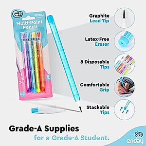 Emraw No 2 HB Translucent Pencils Multipoint Non-Sharpening Stackable Pencil with Matching Eraser (Pack of 16) - for Girls, Kids, Students, Teachers, Office