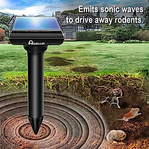 2024 Apello Solar Mole Repellent Chipmunk Repellent Ultrasonic Vole Repellant Gopher Repellent Outdoor Solar Mole Repeller for Lawns No Killing Like Gopher Traps Mole Killer-6 Pack