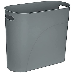 HOLTPHILI Slim Trash Can Small Waste Basket Garbage Can with Handles for Bathroom Kitchen Office (Grey,2 Pack)