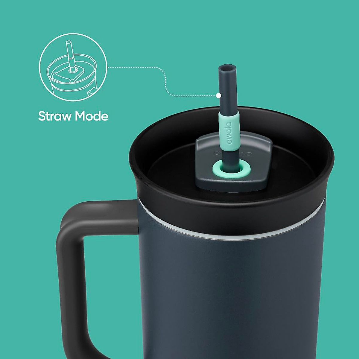 Owala Stainless Steel Triple Layer Insulated Travel Tumbler with Spill Resistant Lid, Straw, and Carry Handle, BPA Free, 40 oz, Gray (Foggy Tide)