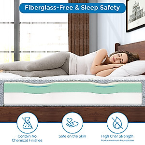 IULULU Twin XL Mattress, 10 Inch Memory Foam Mattress in a Box, Green Tea Gel Infused Mattresses with Breathable Cover for Cool Sleep, Medium Supportive, CertiPUR-US Certified