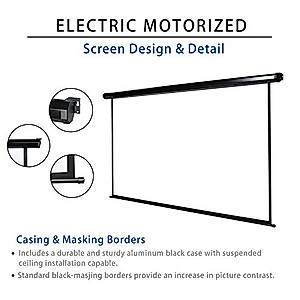 110" Motorized Projector Screen Electric Diagonal Automatic Projection 16:9 HD Movies Screen for Home Theater Presentation Education Outdoor Indoor W/Wireless Remote and Wall/Ceiling Mount (Black)
