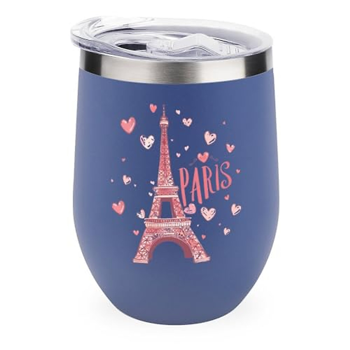 Paris France Eiffel Tower Souvenir Insulated Wine Tumbler with Lid Stainless Steel Travel Mug Coffee Cup for Cold & Hot Drinks