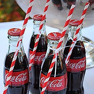 Red and White Striped Paper Straws - Valentine 4th of July Birthday Party Supply 7.75 Inches - Pack of 100 - Outside the Box Papers Brand