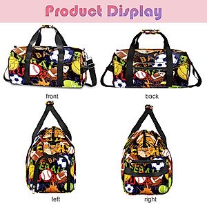 Kids Overnight Duffle Bag Boys Sport Gym Bag with Shoe Compartment & Wet Pocket, Carry On Weekender Travel Bag for Kid Boys