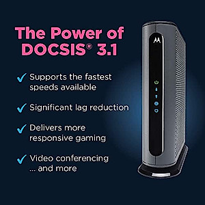 Motorola MB8600 DOCSIS 3.1 Cable Modem - Approved for Comcast Xfinity, Cox, and Charter Spectrum, Supports Cable Plans up to 1000 Mbps | 1 Gbps Ethernet Port