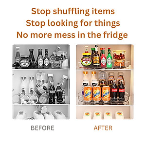 MadeGlad Lazy Susan Turntable for Refrigerator, 16”x11” Clear Rectangular Slide Out and 360° Rotating Organizer Food Storage for Fridge, Pantry, Cabinet, Countertop