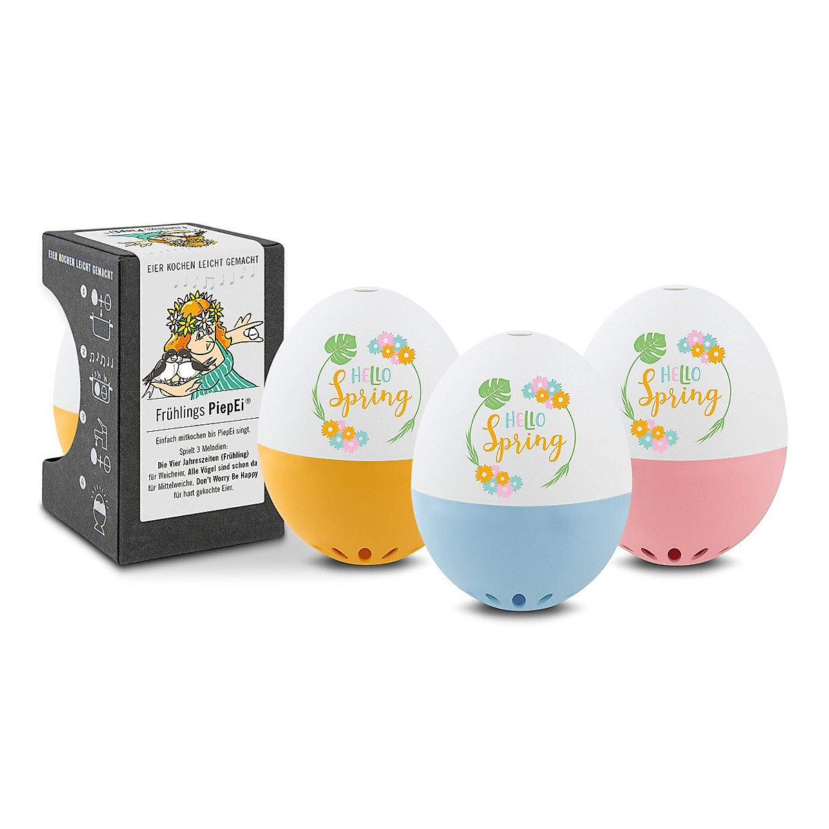 Brainstream BeepEgg Cook Perfect Soft, Medium, or Hard Boiled Favorite Tunes Singing and Floating Egg Timer, Spring Orange