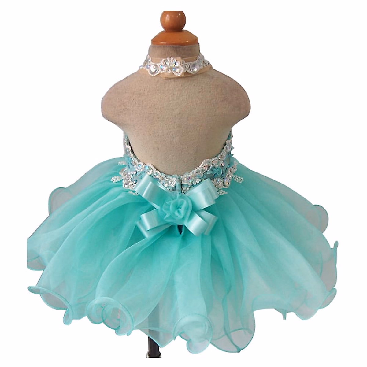 Jenniferwu EB040A Infant Toddler Baby Newborn Little Girl's Pageant Party Birthday Dress Aqua Blue Size 12-18M