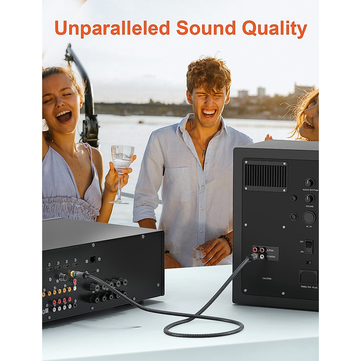 VANAUX Subwoofer Cable, 5ft Digital Coaxial Audio Cable, RCA to RCA Cables,Male to Male Mono [20AWG,Gold-Plated,Braided Jacket] for Home Theater, HDTV, Amplifier Speaker Soundbar(1.5m/5ft)