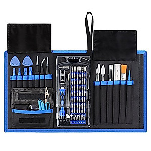Syntus Electronic Repair Tool Kit with Magnetic Driver Kit, 80 in 1 Professional Precision Screwdriver Set with Portable Pouch for iPhone, iPad, MacBook, Gaming Console, Controller, Black and Blue