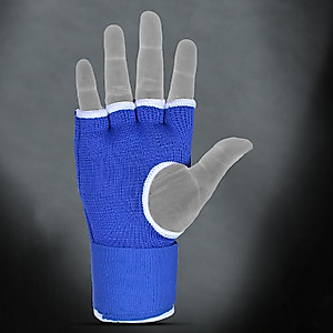 DEFY Padded Inner Gloves Quick 75cm long strap – Inner boxing gloves Gel padded knuckle protection – Elasticated boxing hand wraps for MMA Muay Thai Kickboxing Martial Arts Pair (Blue, Large)