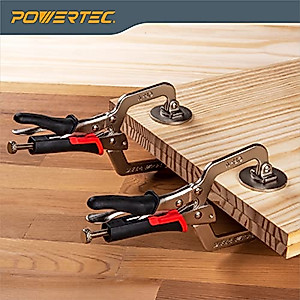 POWERTEC 71641 2-Inch, Face Clamps, C-Clamp with Ergonomic Grip and Adjustable Swivel Pads for Woodworking, Pocket Hole Joinery - 2PK