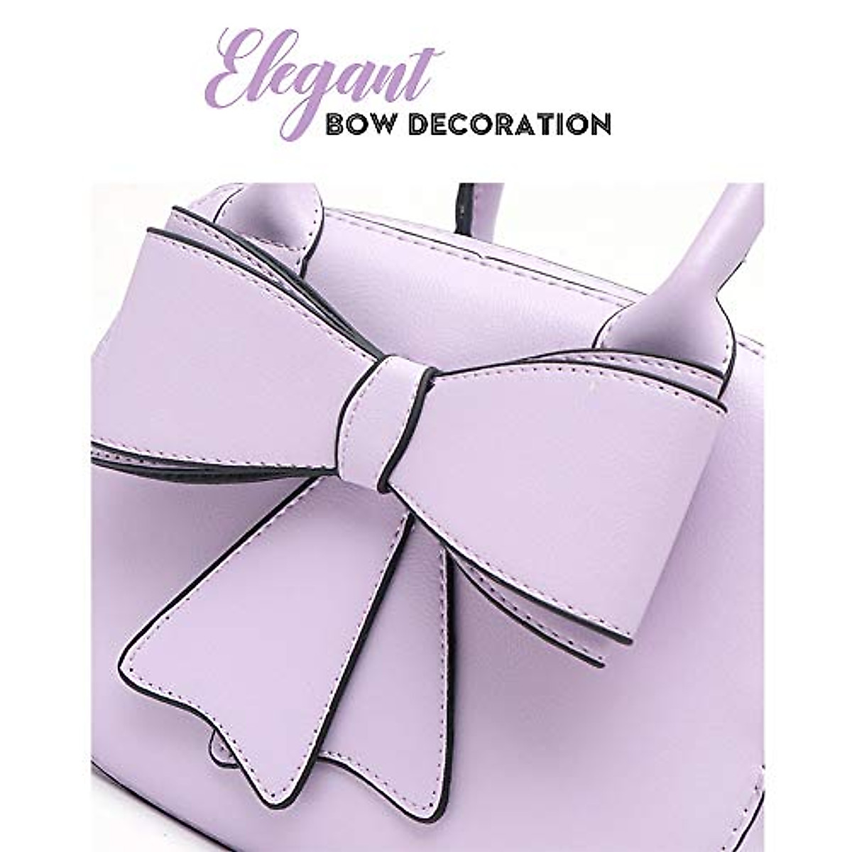 Girls Bowknot Handbag Purse Cute Leather Mini Shoulder Bag for Women Top-handle Totes Satchel (Pink)