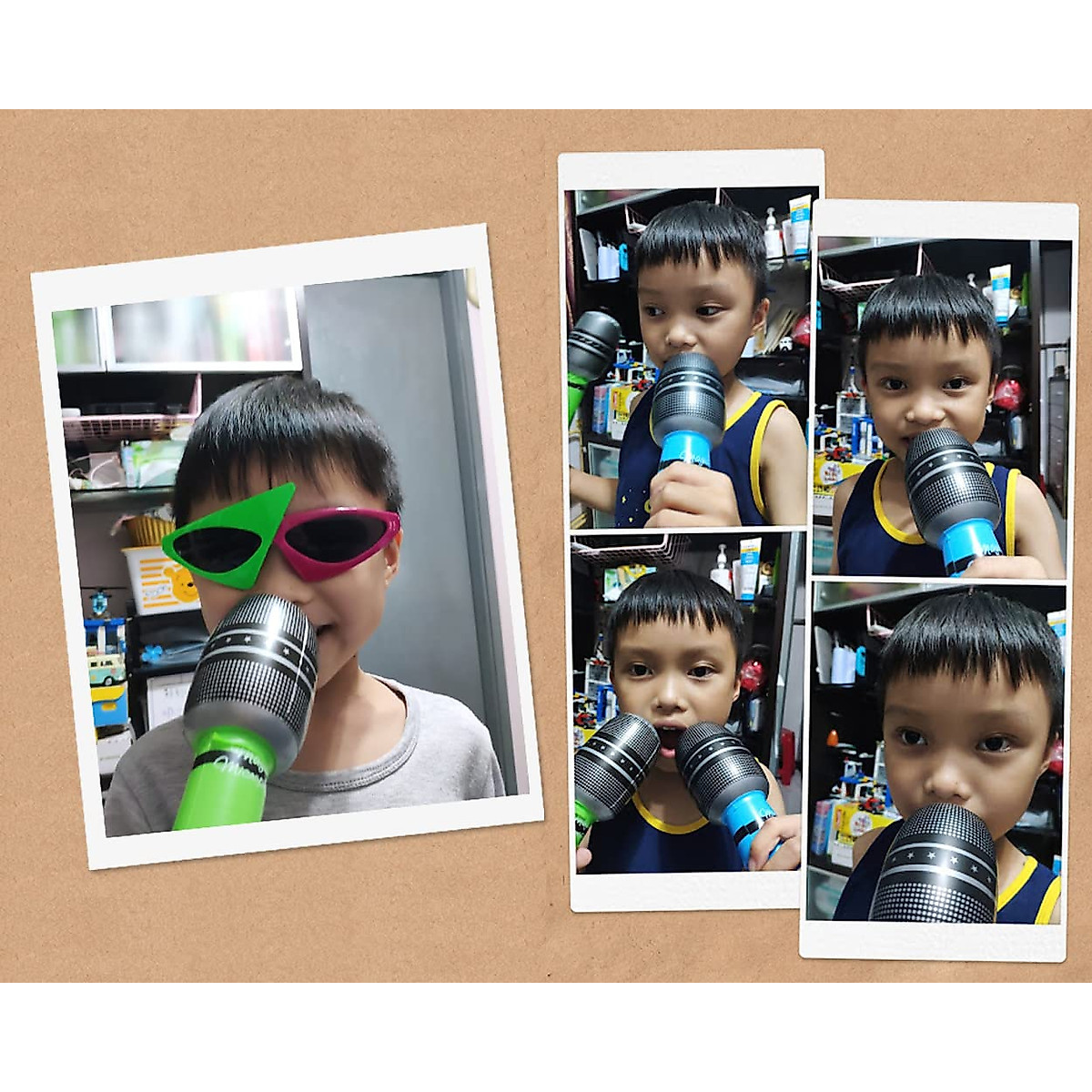 DS. DISTINCTIVE STYLE Inflatable Microphones 6 Pieces 10-Inch Blow up Microphones 80s 90s Party Favors Performace Photo Props Random Colors