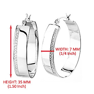 Vir Jewels 1/4 cttw Diamond Hoop Earrings .925 Sterling Silver with Rhodium Prong 1.50 Inch