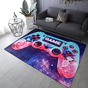 Game Area Rugs for Bedroom 3D Gamer Carpet Decor Game Printed Living Room Mat Bedroom Game Controller Gifts Home Non-Slip Crystal Floor Polyester Mat 19.7x31.5 inch