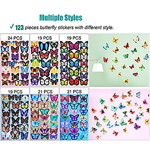 Heansun 123 PCS Butterfly Wall Stickers, Butterflies Decor for Home Nursery Room Decor