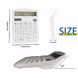 YOUHO Calculator, 12-bit Solar Battery Dual Power Standard Function Electronic Calculator with Large LCD Display Office Calculator White