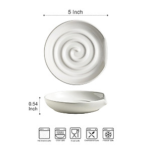 LYEOBOH Spoon Rest for Stove Top, 5 Inch Ceramic Spoon Rest, Spoon Holder for Kitchen Counter, Coffee Spoon Rest Utensil Rest for Spatulas, Spoons, Tongs, Ladles, Kitchen Decor, Cream White