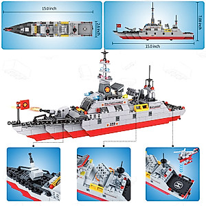 City War Battleship Building Block Set, Military Warship with Rescue Helicopter, Patrol Boat, and Army Vehicle, Best Aircraft Carrier Toys Birthday Gift for Kids and Boys Ages 6+ (952 Pieces)