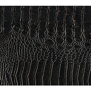 Vinyl Crocodile Allie Fake Leather Upholstery 54" Wide Fabric by The Yard (Black)