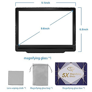 5X Magnifying Glass with Light 43 Ultra-Bright LEDs, Large Page Magnifying Glass for Reading, Lightweight Handheld Magnifier for Elderly People,Low Vision,Book Lovers