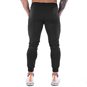 GANSANRO Mens Joggers Sweatpants Slim Fit Mens Athletic Jogger Pants, Sweatpants for Men with Zipper Pockets Black