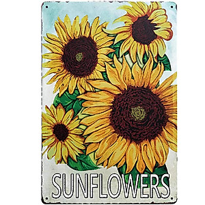 TISOSO Rustic Sunflower Decor Vintage Metal Wall Hanging Signs Home Garden Decoration Farmhouse Bathroom Decor Country Wall Art Signs 8X12Inch