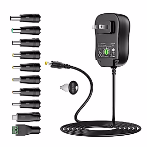 Basicvolt Universal Power Supply 5V 6V 7.5V 9V 12V 13.5V 15V 3A 2.5A AC DC Power Adapter 45W Wall Charger with 5V 2A USB Plug for Electronics 2.5A 2500mA 3000mA 3Amp Max with 12pcs Adaptor Tips