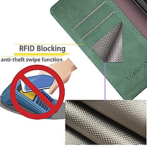 SUANPOT for Samsung Galaxy A14 5G Wallet case with RFID Blocking Credit Card Holder,Flip Book PU Leather Protective Cover Women Men for Samsung A14 Phone case(Sea Green)