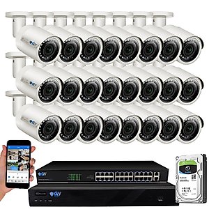 GW Security 32 Channel 4K NVR 5MP POE Audio & Video Security Camera System - 32 x 5MP 1920P Weatherproof Bullet Cameras,Built in Microphone, Quick QR Code Easy Setup, Pre-Installed 8TB Hard Drive