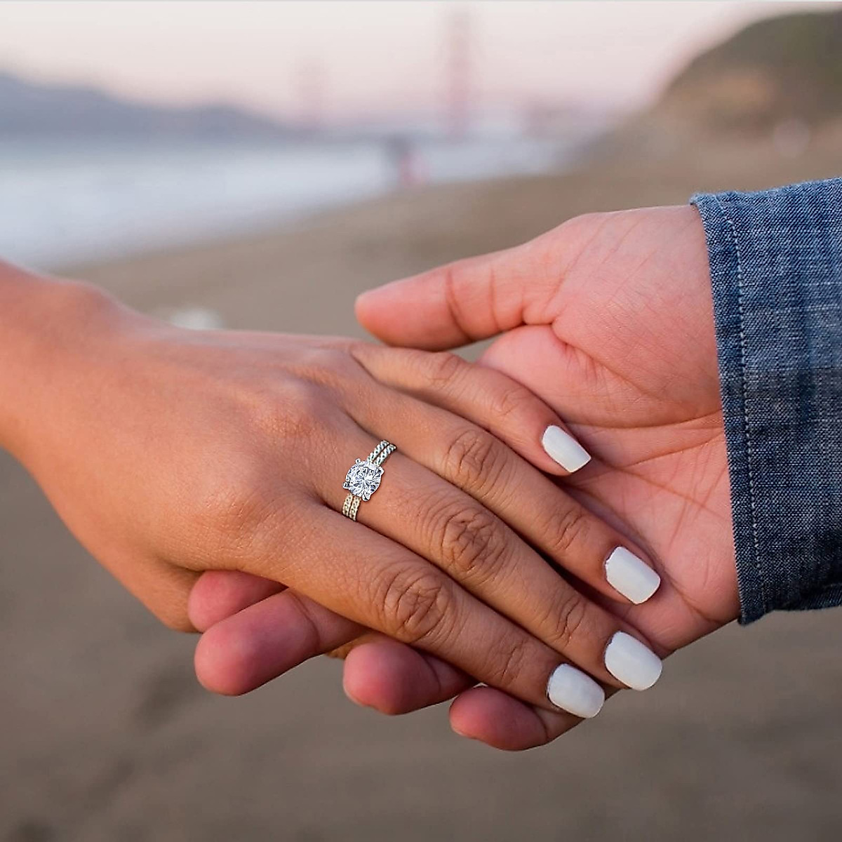 AONED Engagement Rings For Women Fake Engagement Wedding Daimond Cubic Zirconia Ring 2 CT Round Halo 2 Carat Bridal Promise CZ Solitaire Ring For Her Size 8