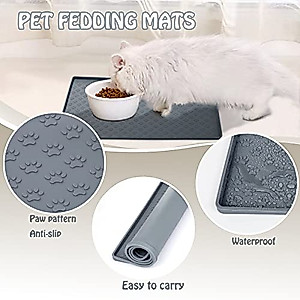 Dog Cat Pet Food Mat Dog Feeding Mat for Food and Water Silicone Dog Dish Mats for Floors Waterproof Slip Dog Bowl Mat with Raised Edges to Prevent Food and Water Messes on Floor