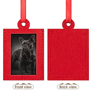 French Bulldog Portrait Christmas Photo Ornament Frame Red Picture Frame for Xmas Tree Hanging Decoration