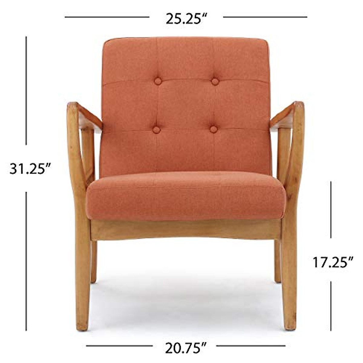 Christopher Knight Home Brayden Fabric Club Chair, Orange 28.25D x 25.25W x 31.25H in