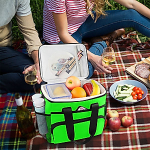 Kigai Insulated Cooler Lunch Bag,Plain Neon Green Solid Color Reusable Leakproof Lunch Box Cooler Bag for Women and Men Work Picnic Beach,with Detachable Shoulder Strap…