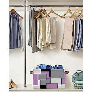 Storage Bins, Abstract Art Patchwork Pink Black and Grey Storage Baskets for Organizing Closet Shelves Clothes Decorative Fabric Baskets Large Storage Cubes with Handles