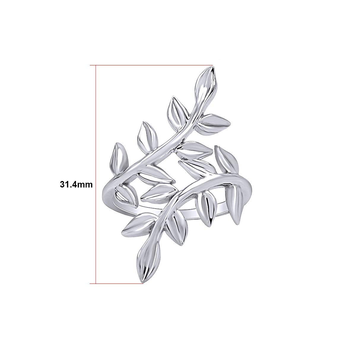 14K White Gold Plated 925 Sterling Silver Oliva Leaf Fashion Ring For Women Ring Size-6
