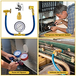 Belleone R134a Refrigerant Recharge Kit with BPV31 Bullet Piercing Valve and R134a Quick Coupler, R134a/R-12/R-22 Freon Refrigerant Hose Can Tap Kit for A/C System - Easy to use