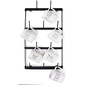 Claimed Corner Mini Coffee Mug Rack - 4 Row Metal Wall Mounted Storage Display Organizer for Coffee Mugs, Tea Cups, Mason Jars, and More.