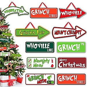 Grinchs Christmas Tree Decorations - 20Pcs Grinchs Christmas Tree Hanging Ornament Holiday Xmas Ornaments Christmas Decor Home Indoors