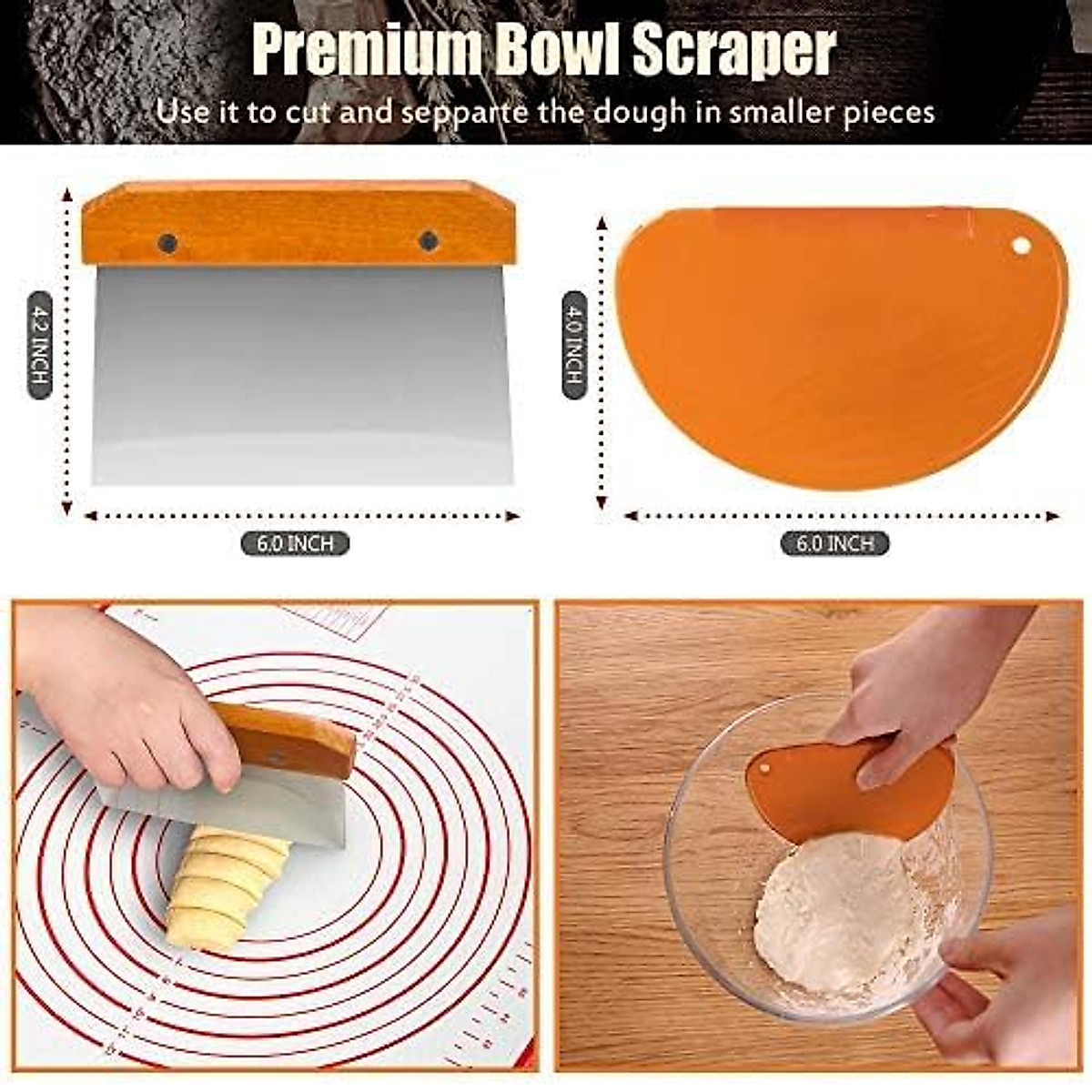 17 Pieces Banneton Bread Proofing Basket Set - 9 inch Round and 10 inch Oval Sourdough Bread Proofing Baskets - A Complete Bread Making Kit, Danish Whisk, Bowl Scraper, Dough Scraper, & Bread Lame