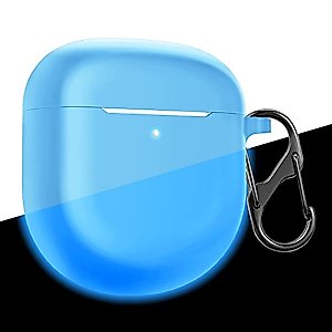 Fintie Case for Bose QuietComfort Ultra Earbuds Case (2023) / Bose QuietComfort Earbuds II (2022), Premium Silicone Shockproof Protective Skin Cover with Keychain [Front LED Visible], Blue Glow