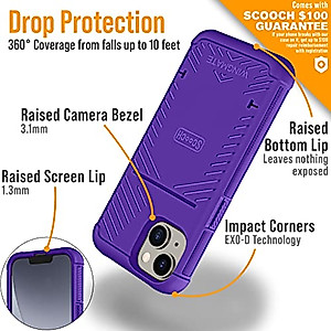 Scooch iPhone 14 Case with Card Holder [Wingmate] iPhone 14 Wallet Case with Hidden Card Slot and RFID Protection, Holds Up to 4 Cards, Military Grade Drop Protection, Purple