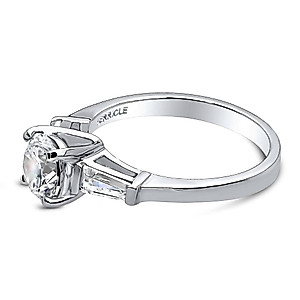 BERRICLE Sterling Silver Solitaire Wedding Engagement Rings 1 Carat Round Cubic Zirconia CZ Promise Ring for Women, Rhodium Plated Size 8