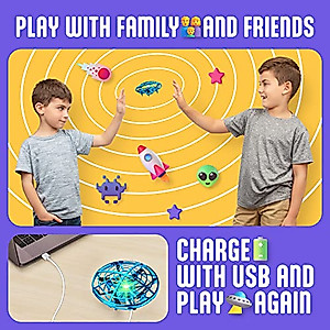 Atlasonix UFO Mini Hand Drone for Kids - Drone Home Game, Hand Controlled Drone, Motion Sensor Flying Toy For Indoor Play - Kids Drone For Boys & Girls - Blue